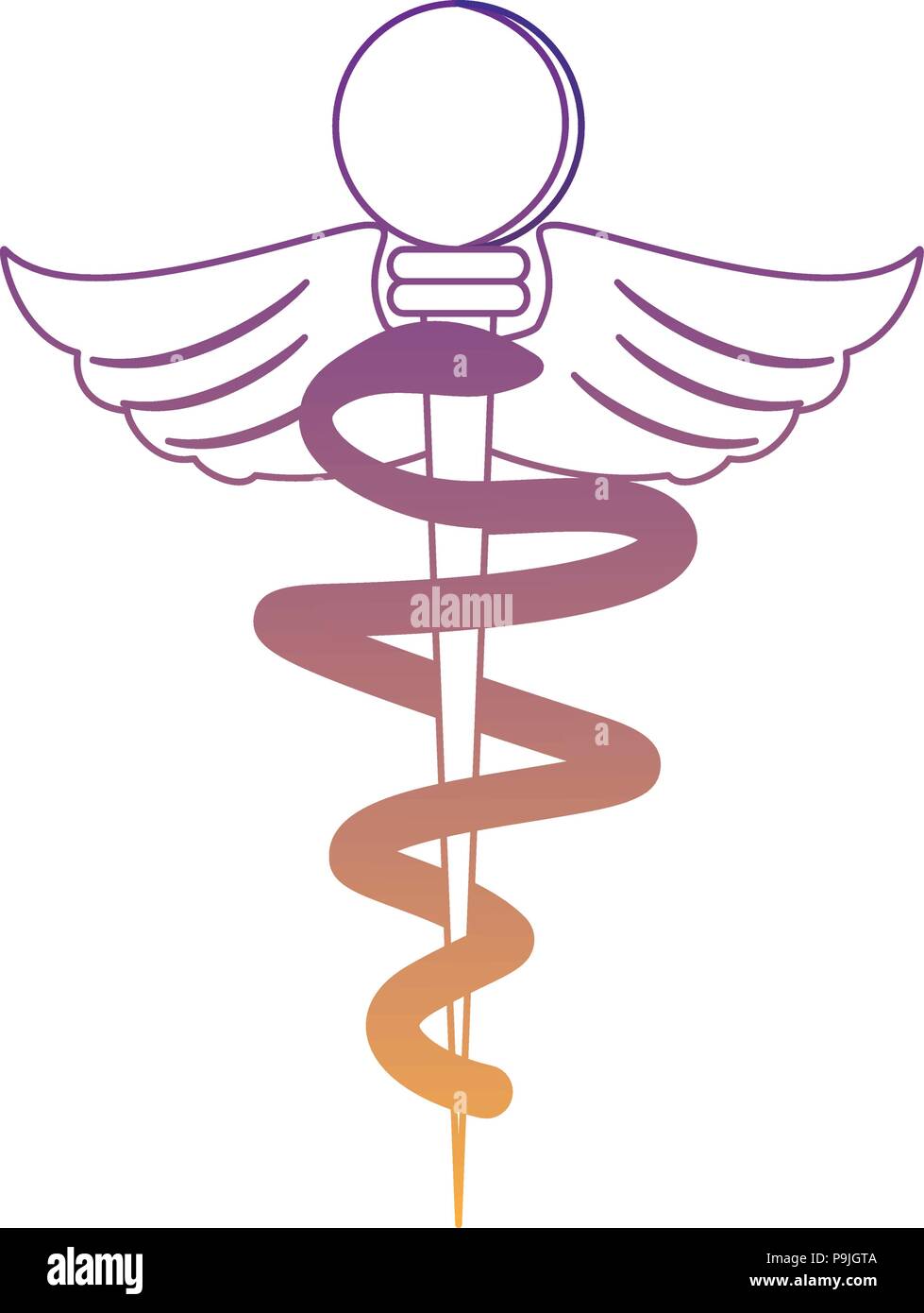 Caduceus medical symbol icon over white background, vector illustration ...