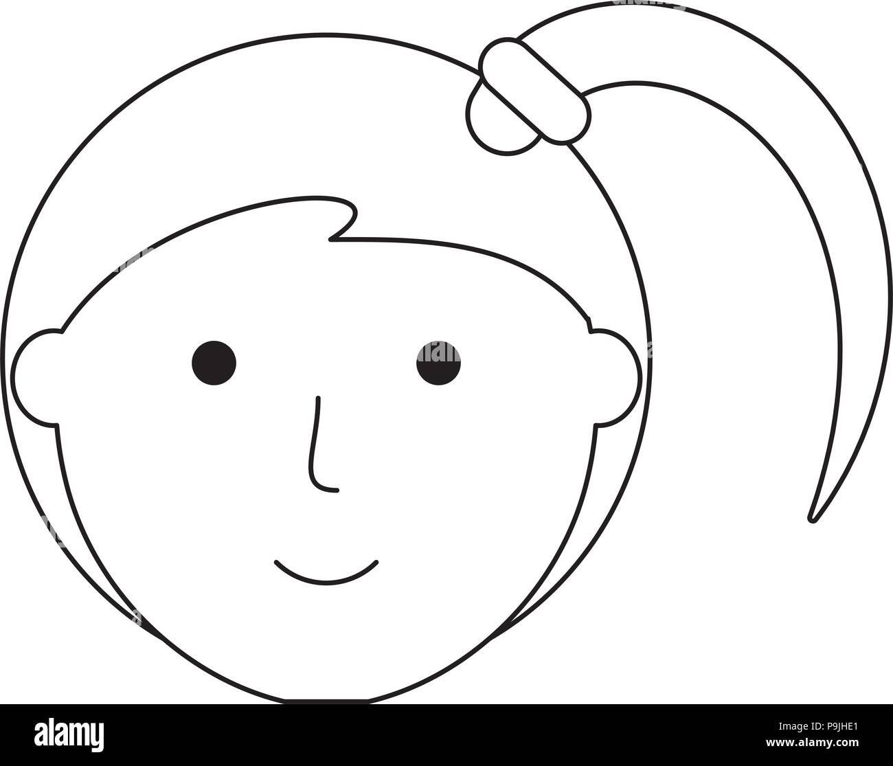 cartoon woman with pony tail icon over white background, vector illustration Stock Vector Image ...