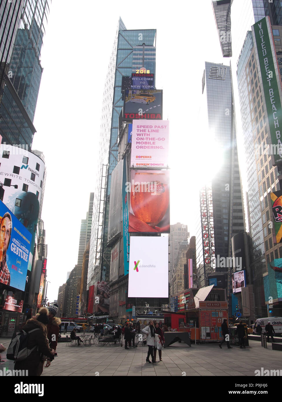 New York, New York, USA. March 1, 2018. View of Times Square on a ...