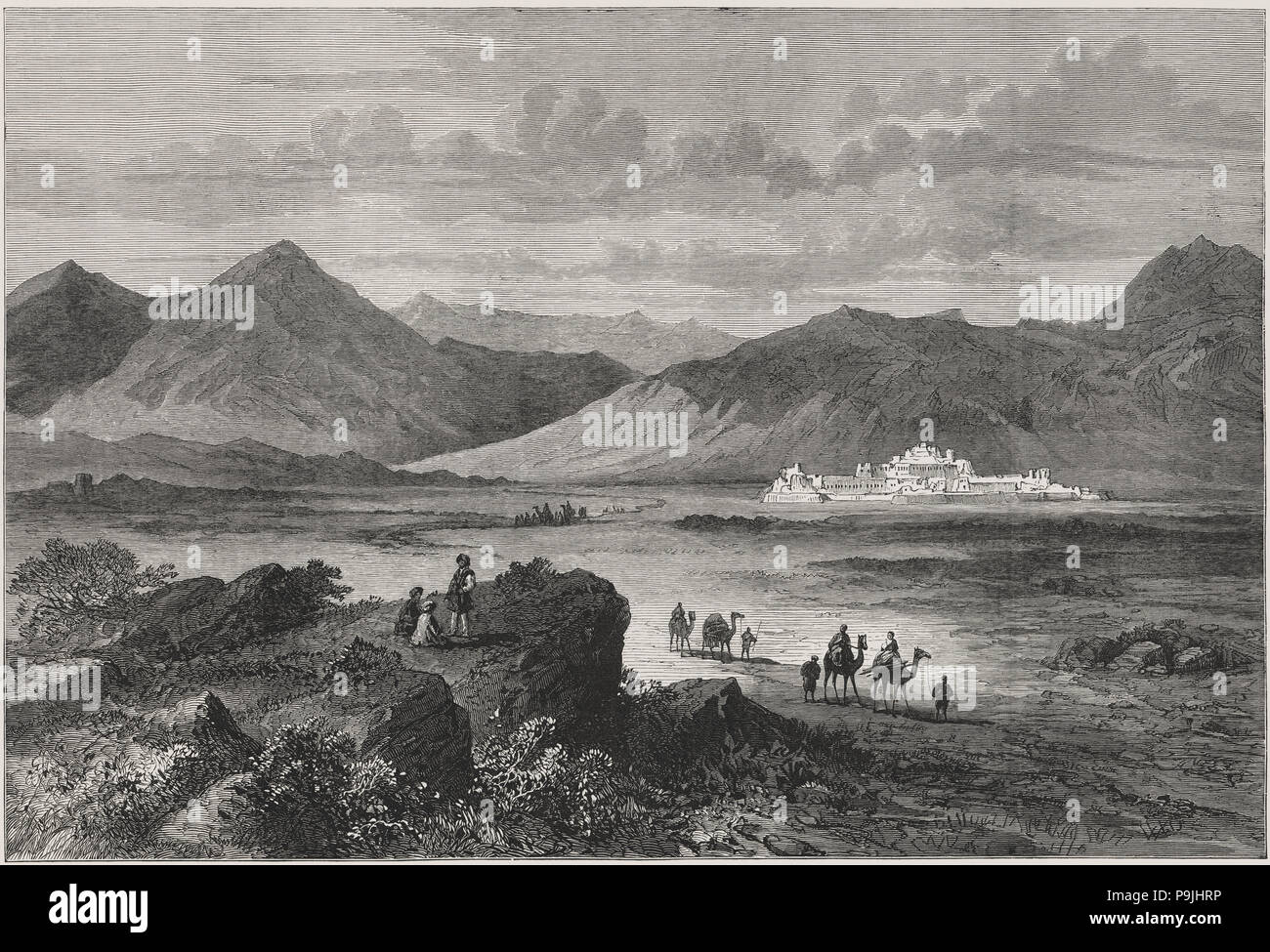 British-Afghan war, entrance to the Khyber Pass and view of the Jamrood ...
