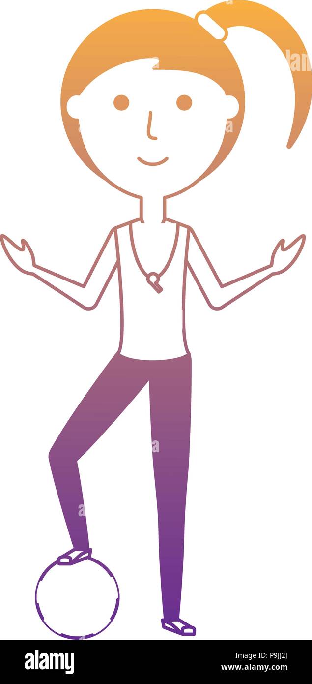 Cartoon woman coach of football icon over white background, vector ...