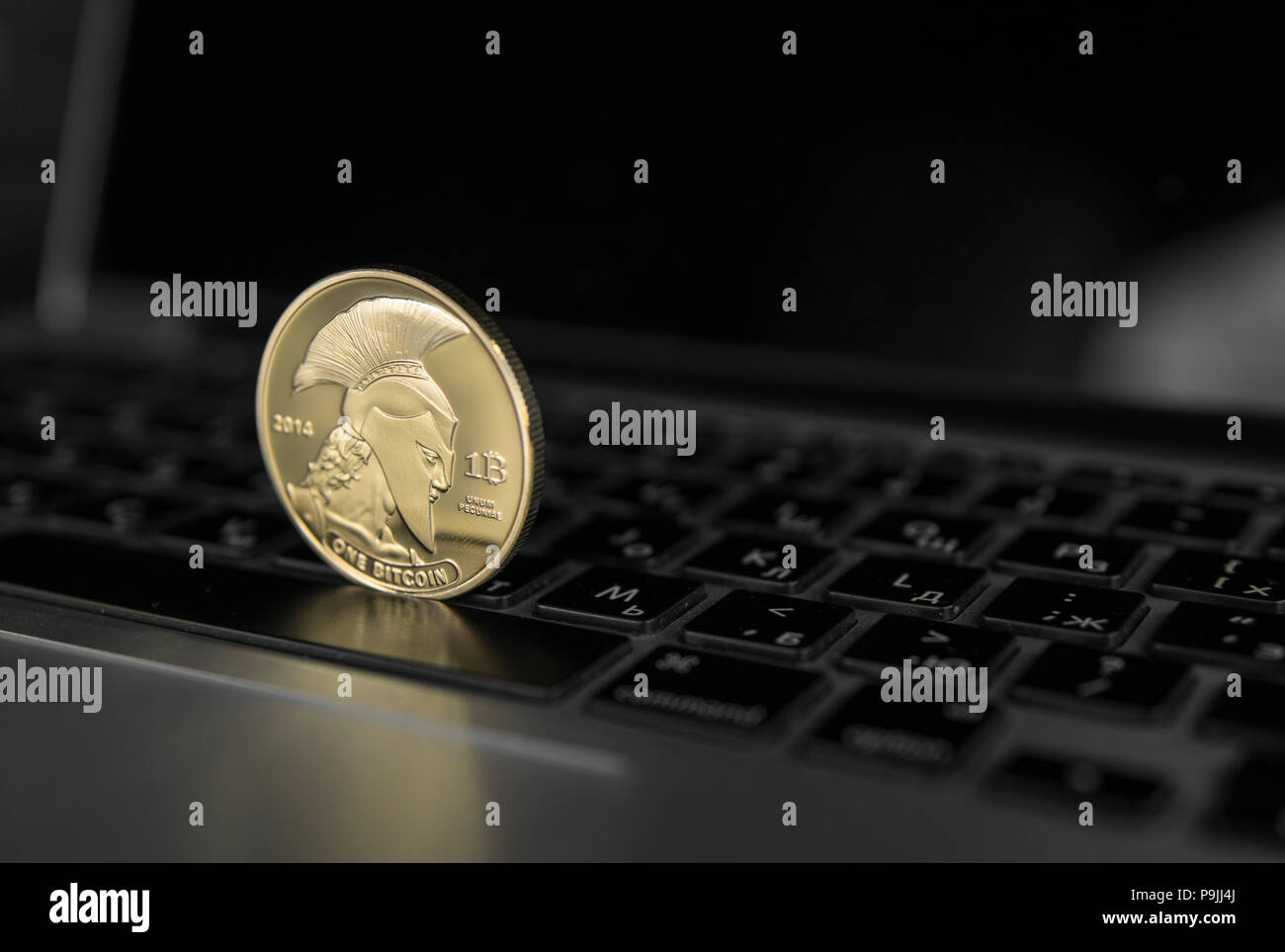 Titan bitcoin coin symbol on laptop. Concept financial currency, crypto ...