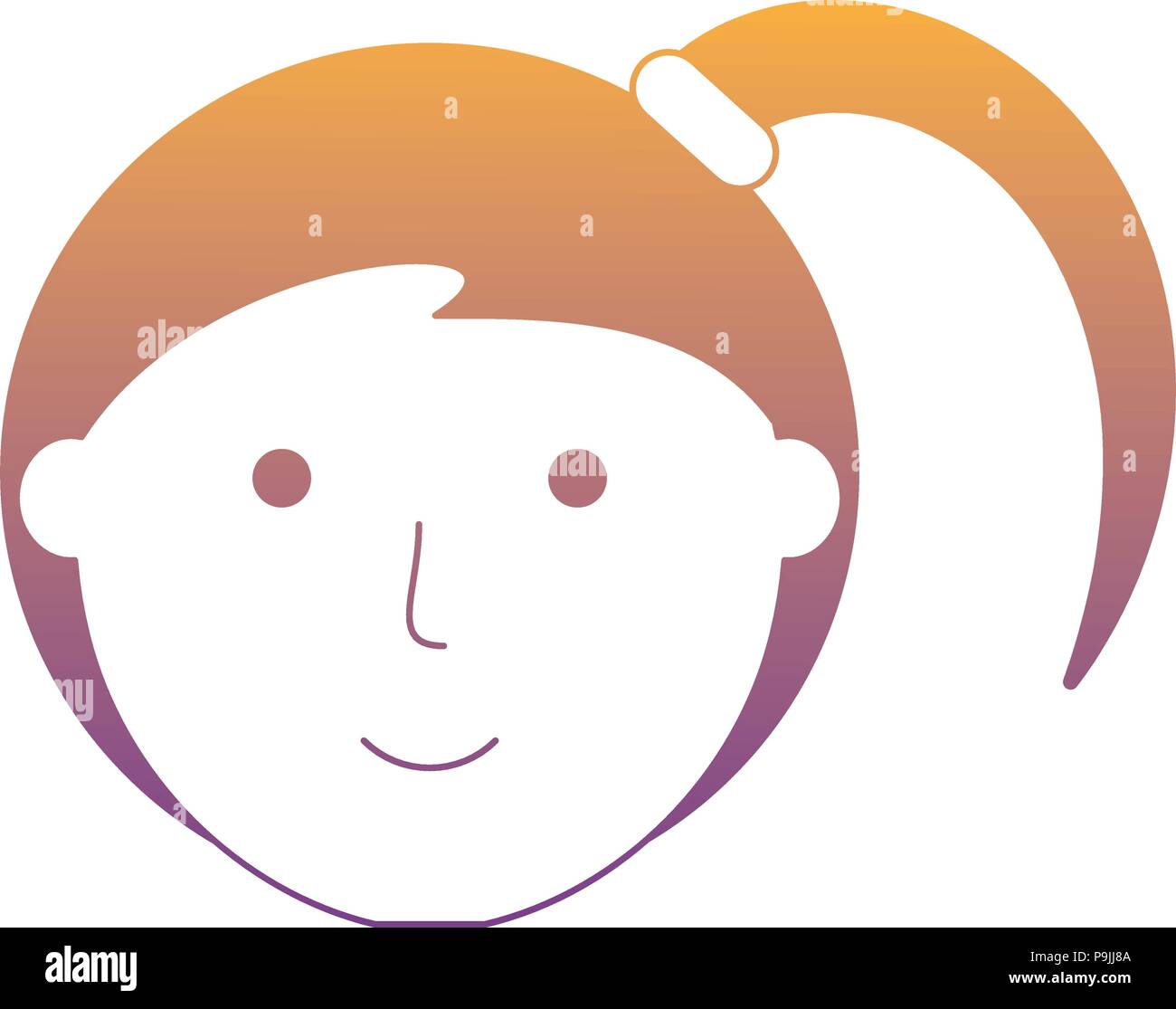 cartoon woman with pony tail icon over white background, vector ...