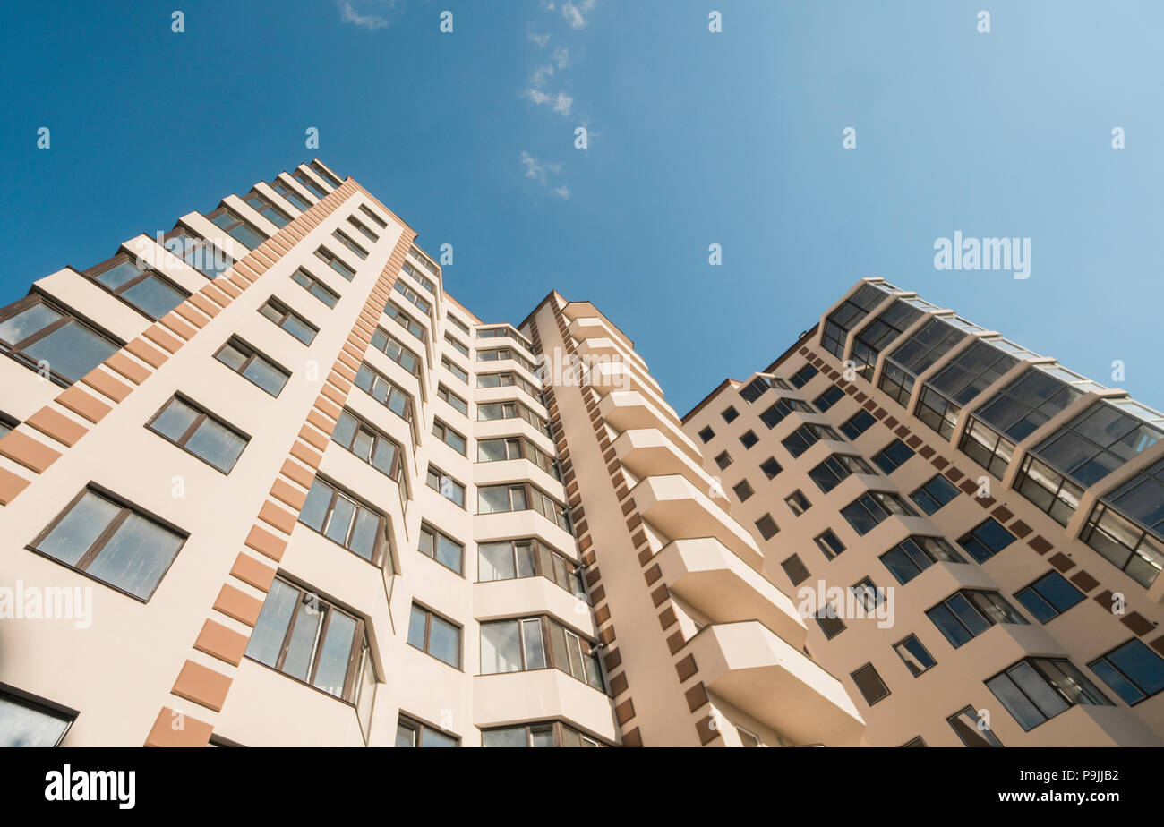 Modern and new apartment building. Multistoried, modern, new and ...