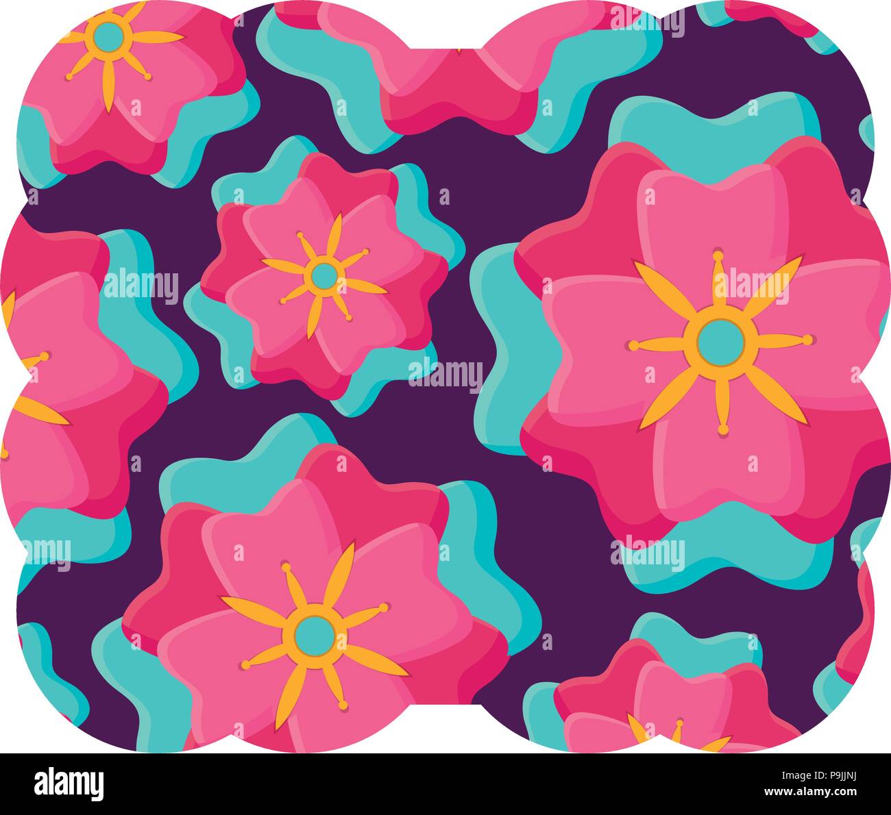 decorative frame with beautiful flowers pattern, colorful design ...