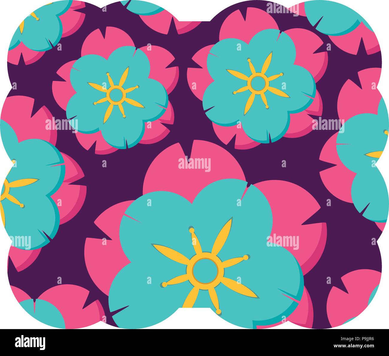 decorative frame with beautiful flowers pattern, colorful design ...