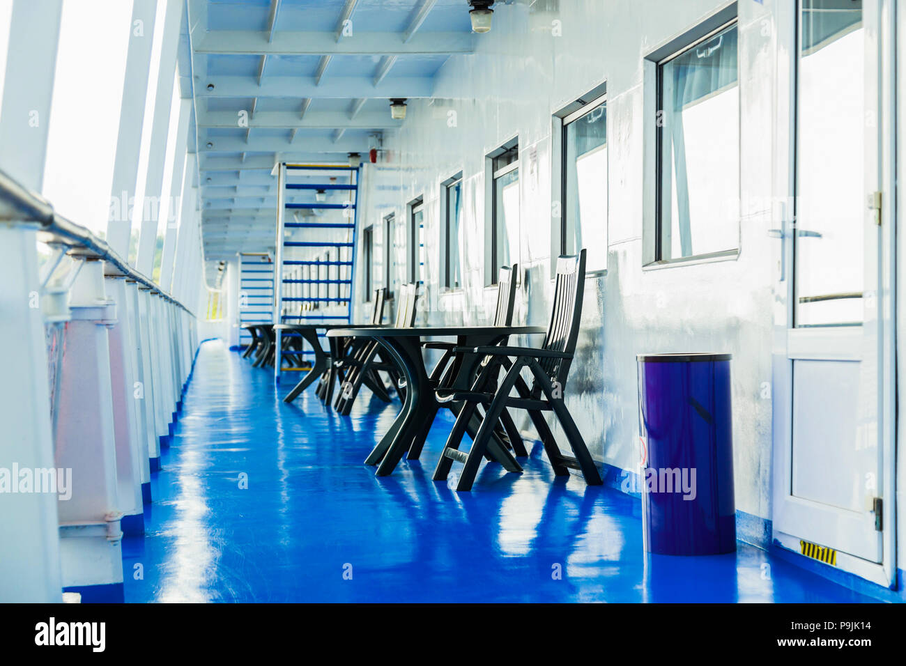 Deck of a cruise ship, sun loungers Stock Photo - Alamy