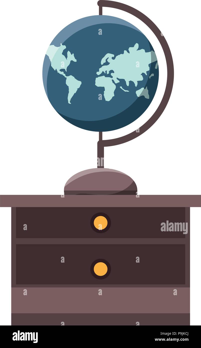drawer with geography tool icon over white background, vector ...