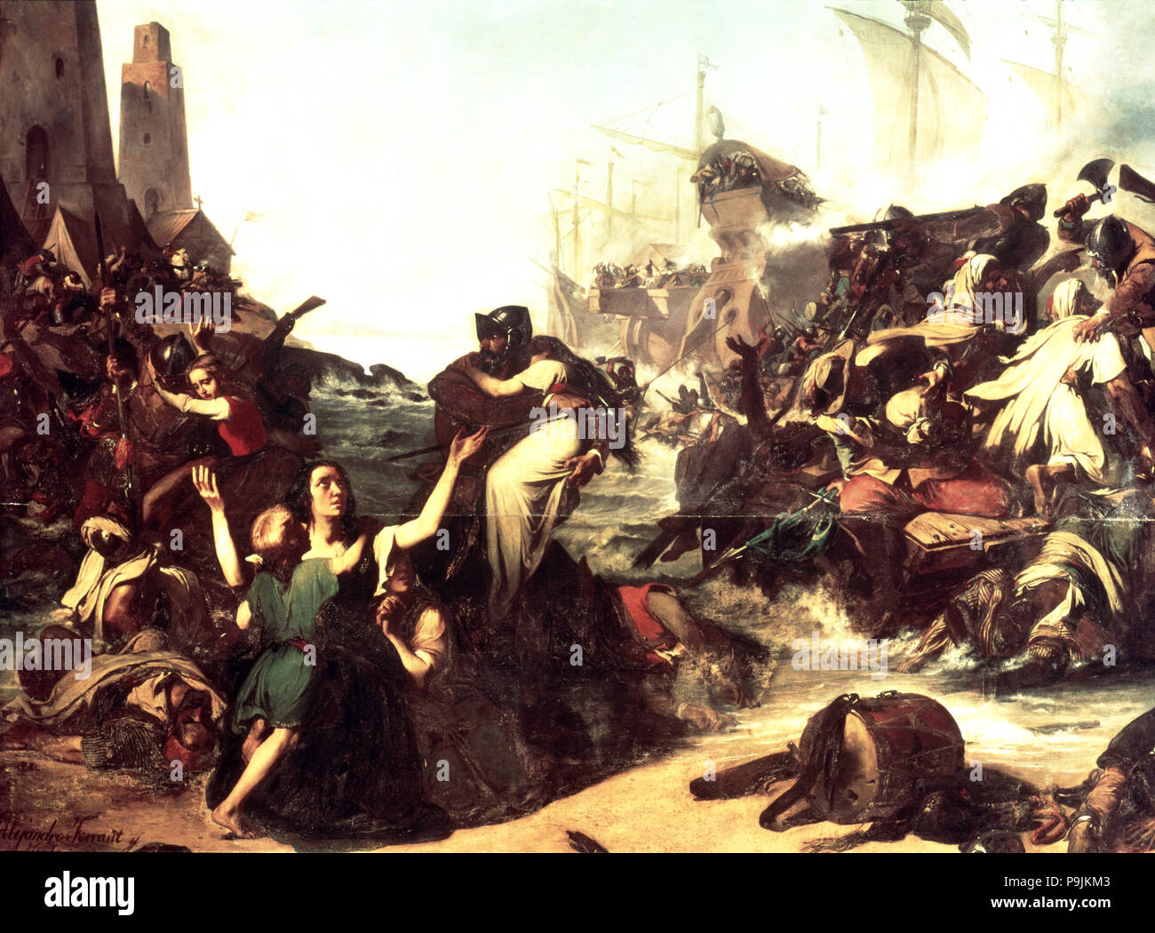 Action of weapons of Cadiz people against the Moors in 1574, Berber ...