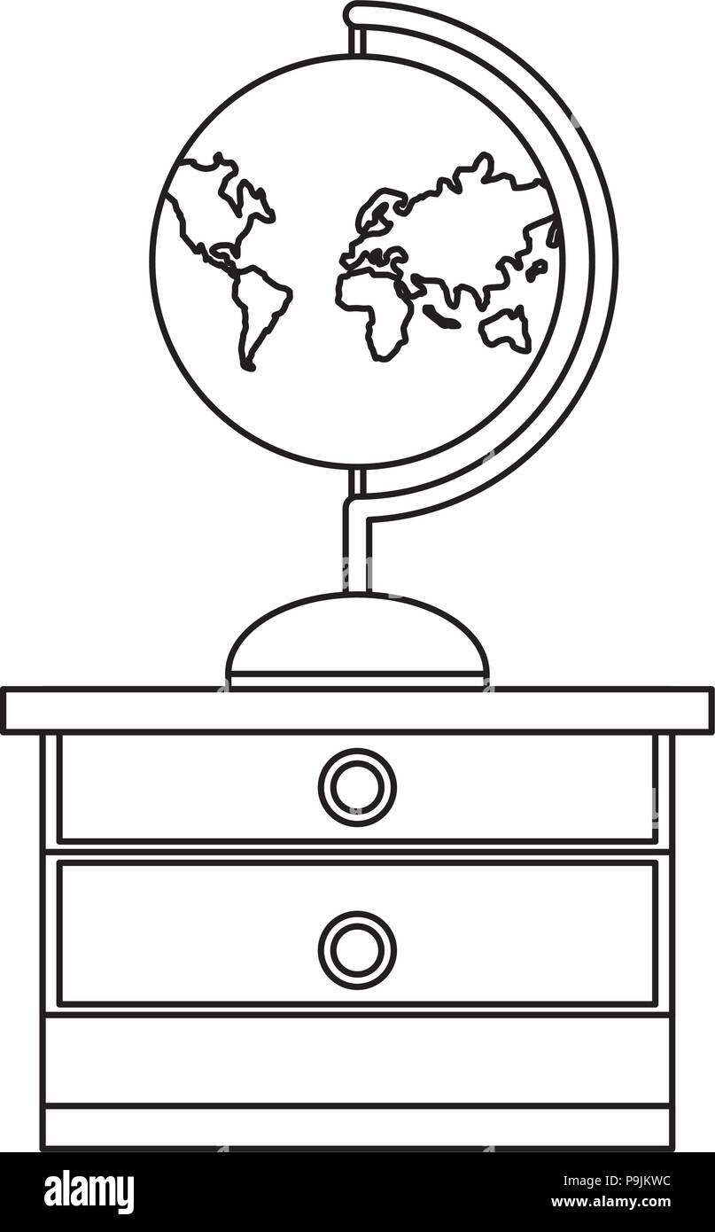 drawer with geography tool icon over white background, vector ...