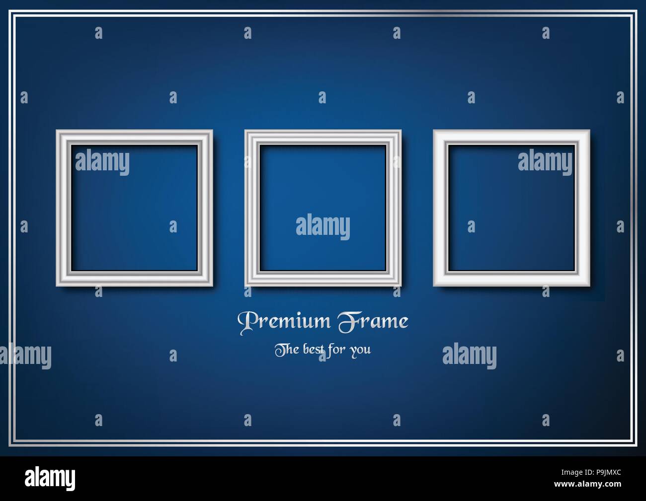 White picture frame on blue gradient background Stock Vector Image ...