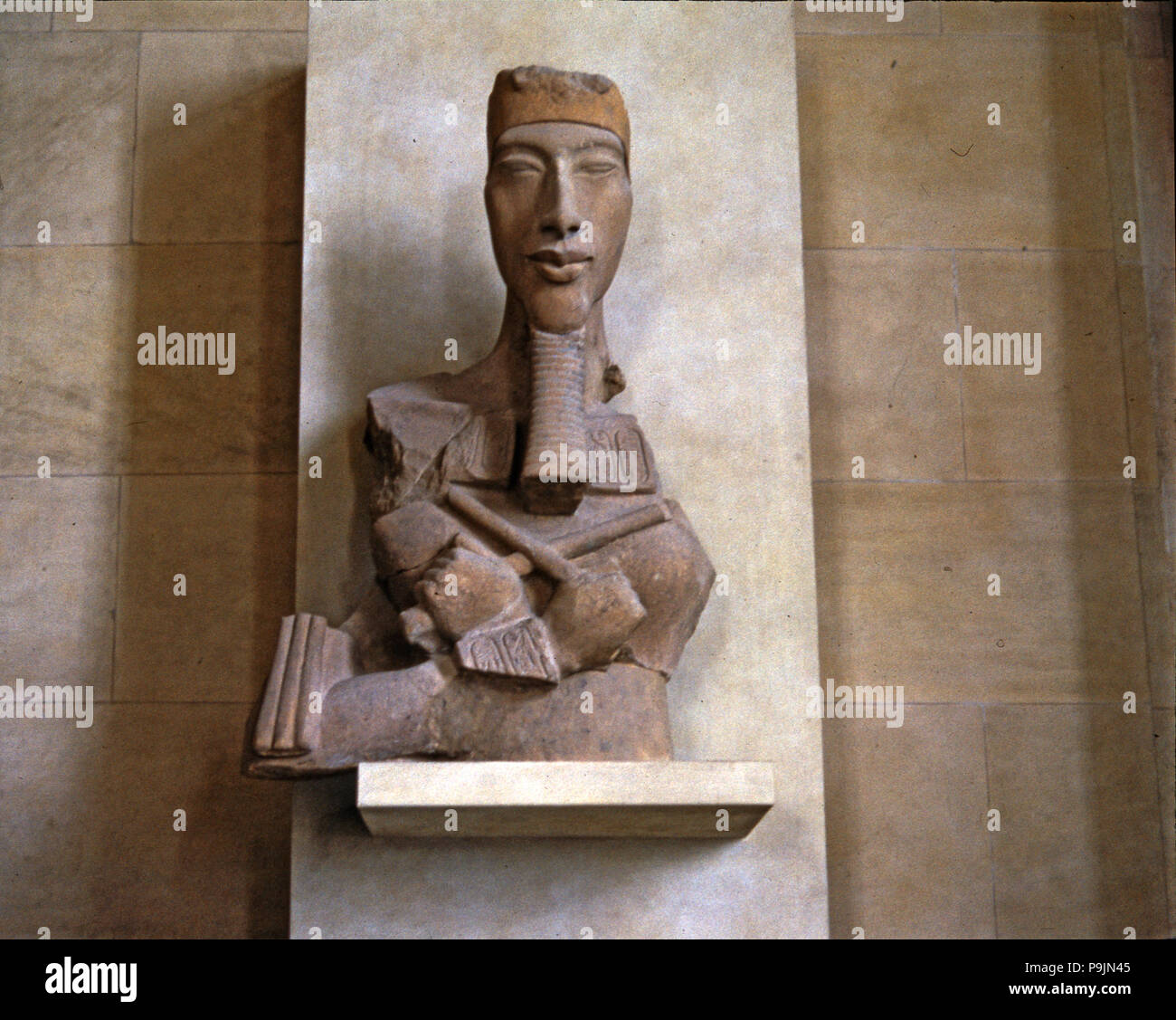Statue of Amenhotep IV, made in stoneware with polychromed remains, it ...