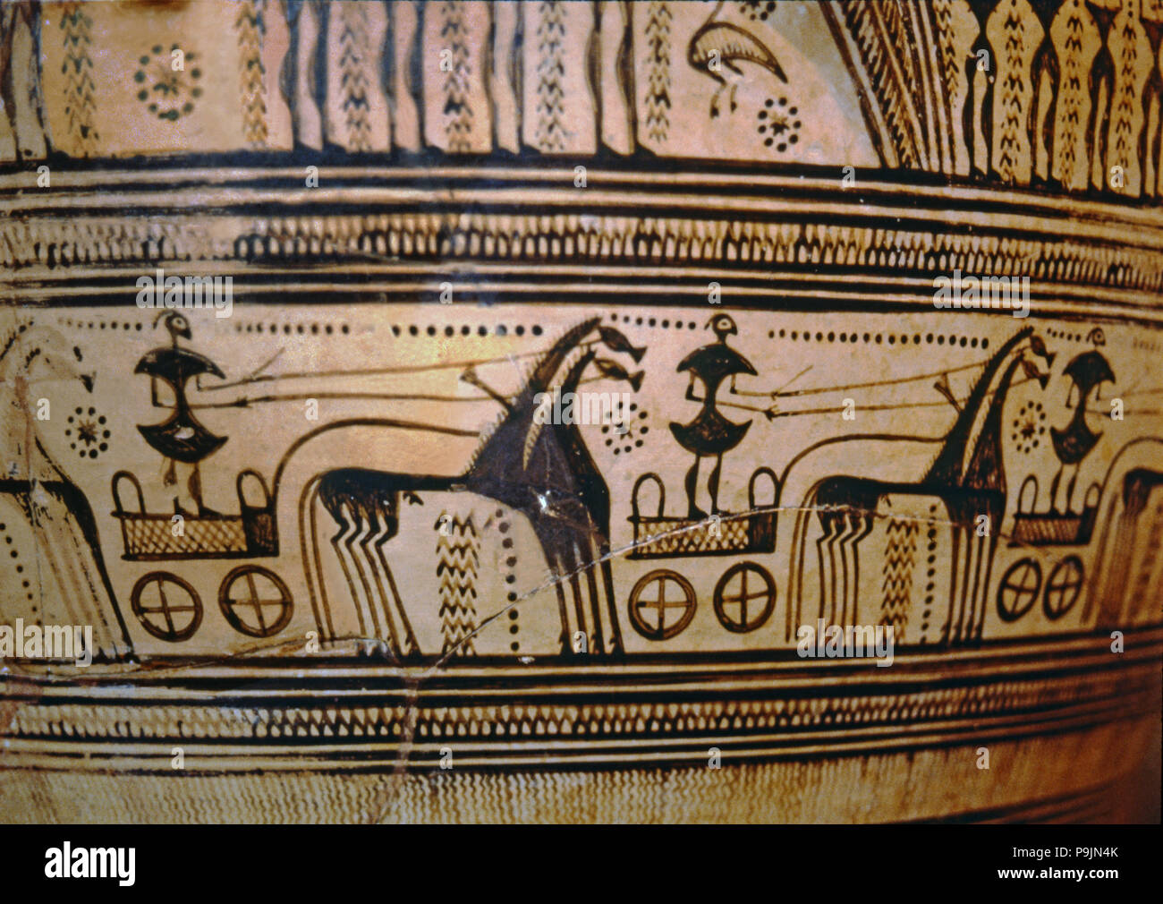 Krater by painter Hirschfeld with funerary scene of the geometric ...