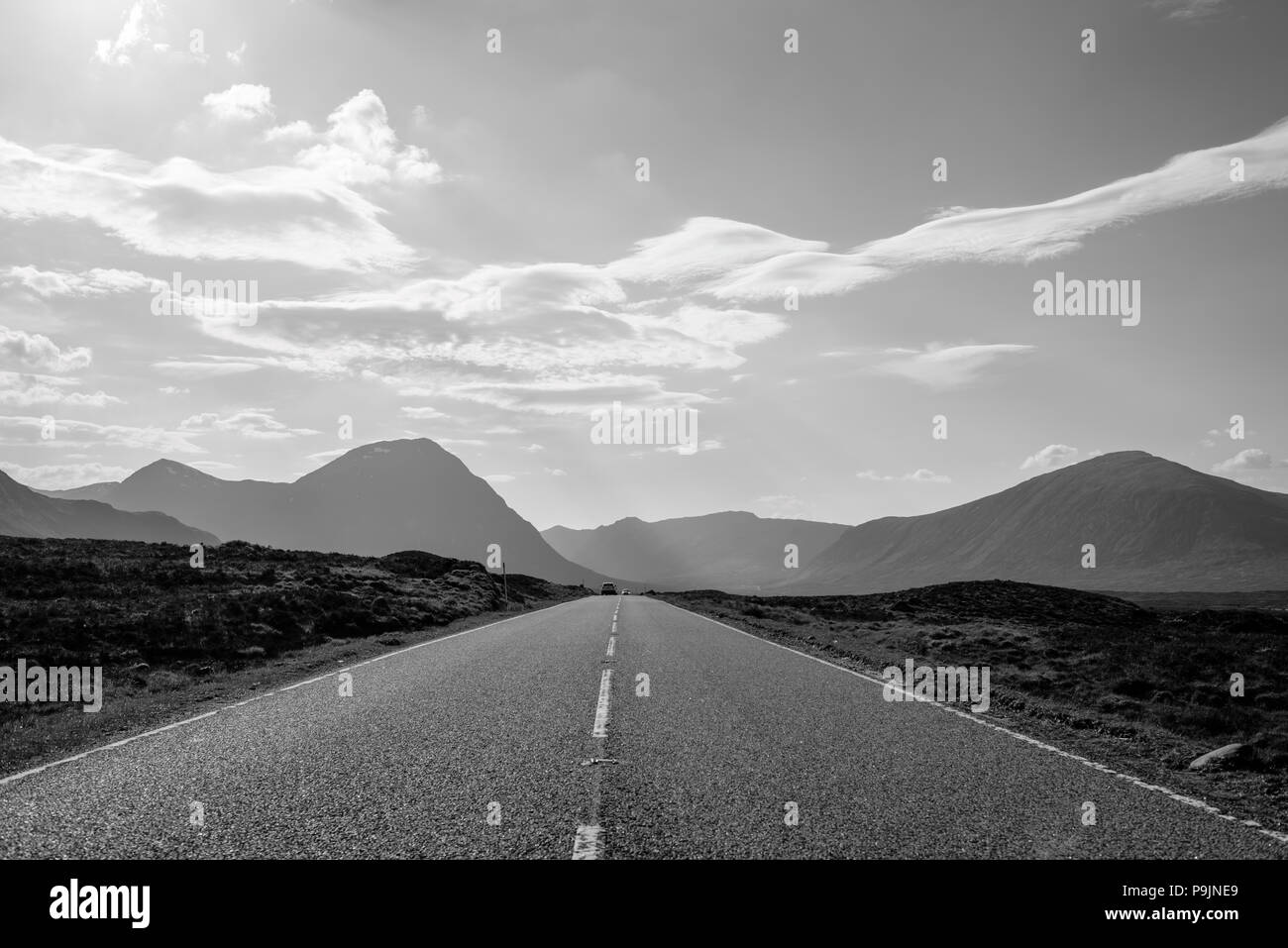 Scottish highlands sunset Black and White Stock Photos & Images - Alamy