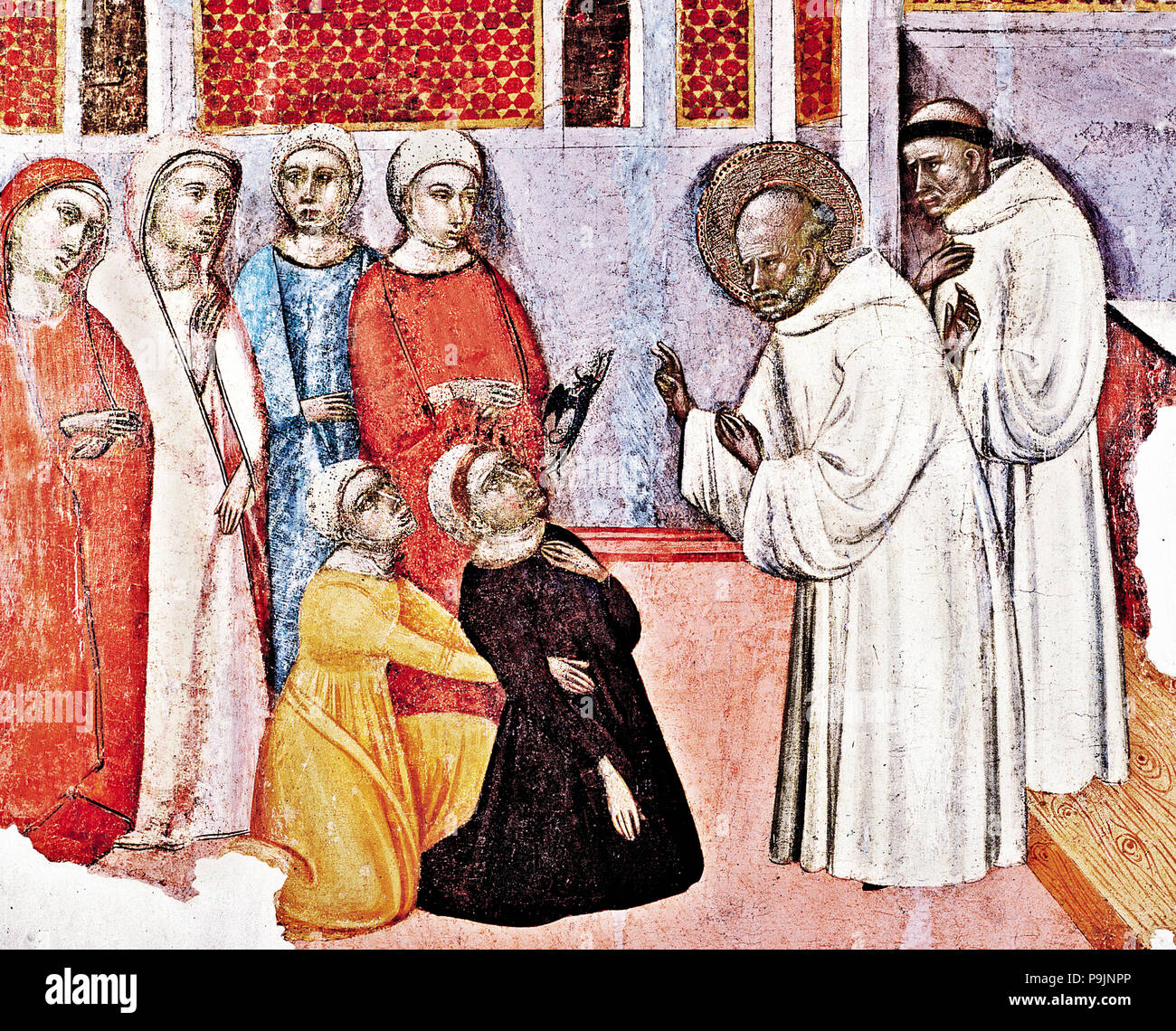 Exorcism of a monk, detail of an altarpiece of San Bernat Claravall ...