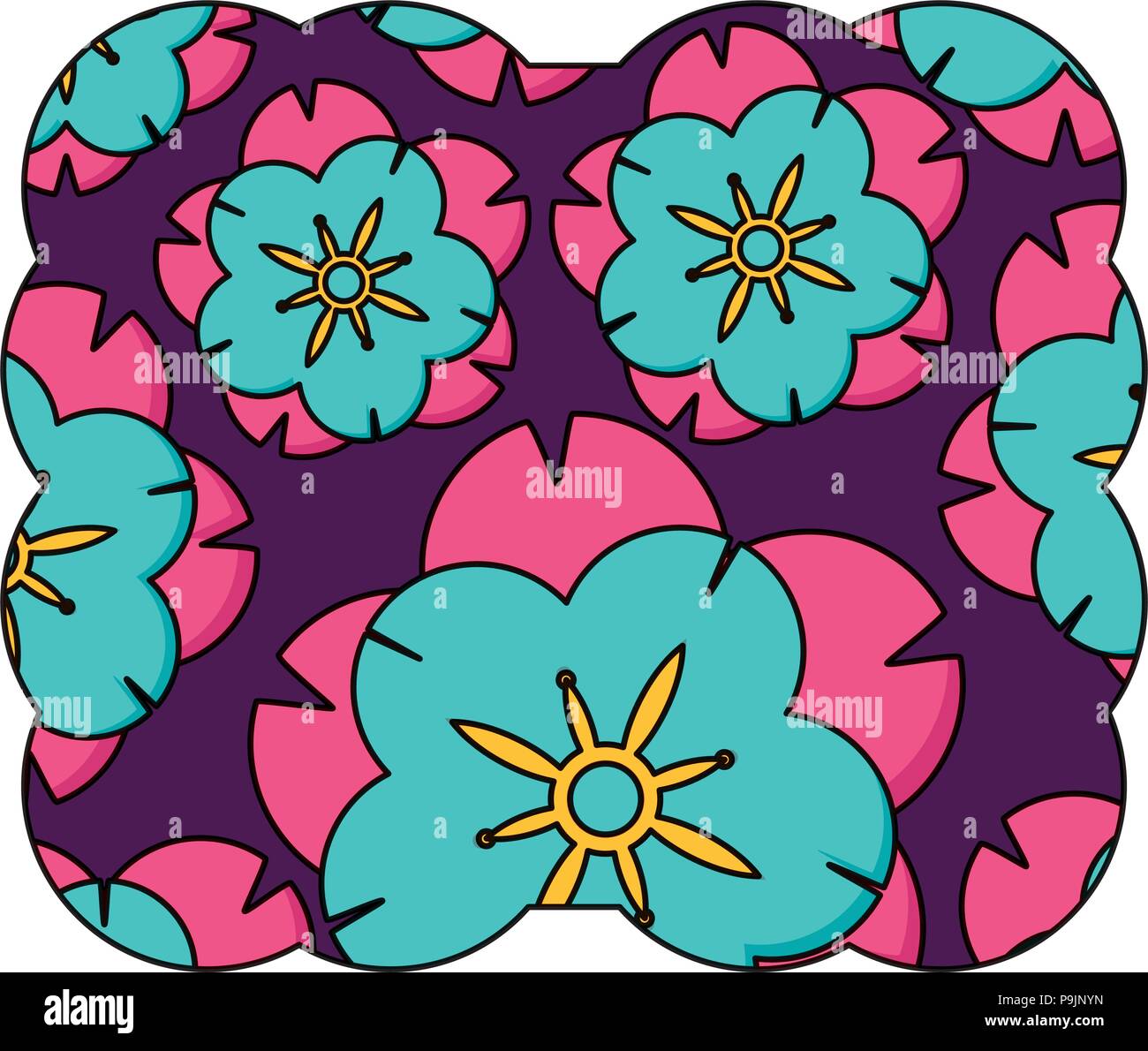 decorative frame with beautiful flowers pattern, colorful design ...