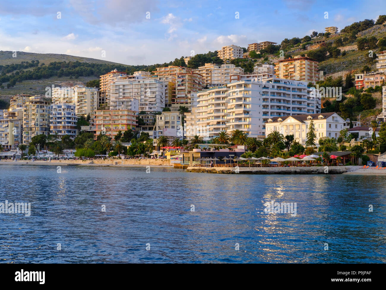 Beach and Beach Promenade, Saranda, Sarandë, Qark Vlora, Ionian Sea ...