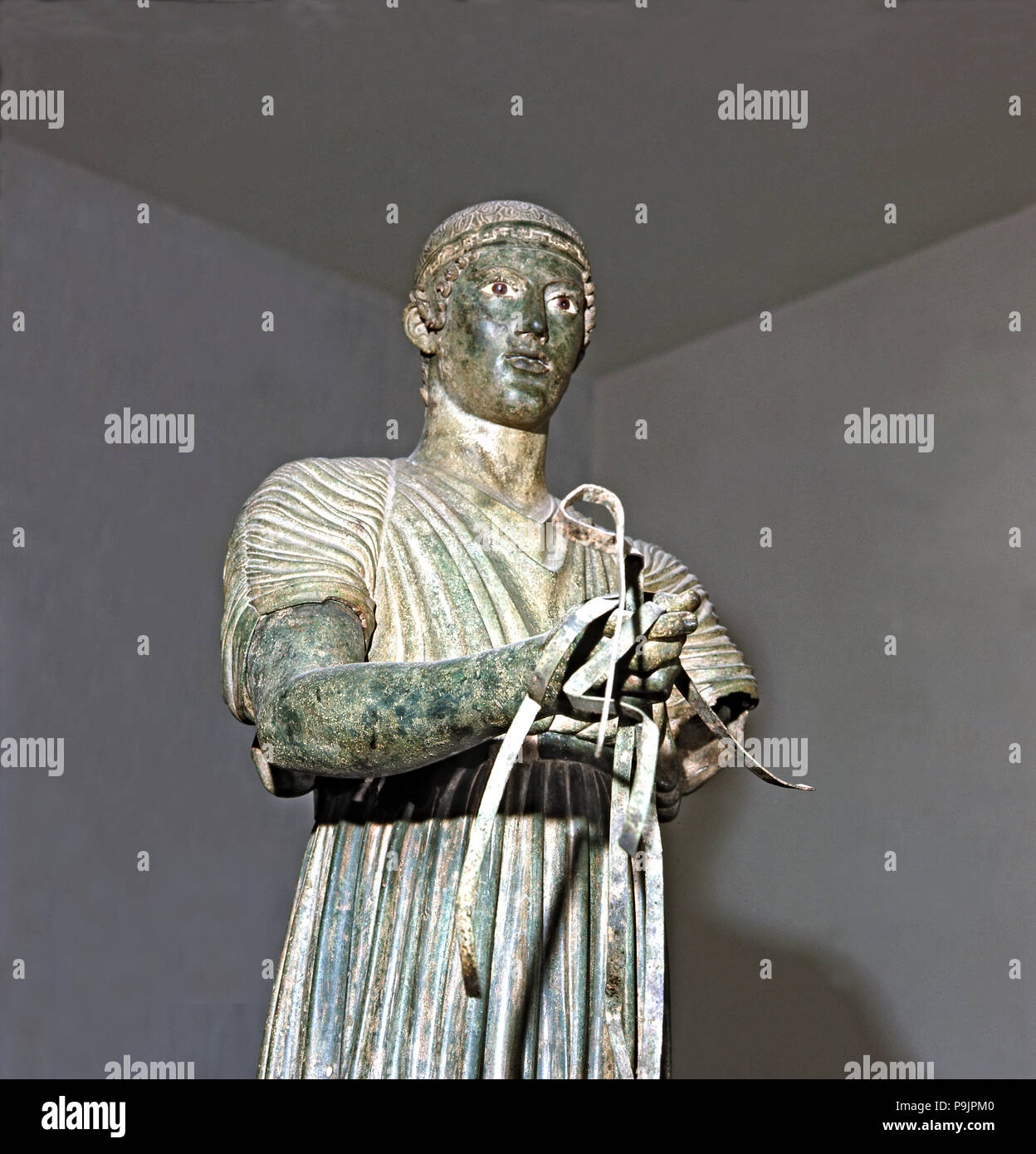 Detail of the bronze statue of the Charioteer Stock Photo - Alamy