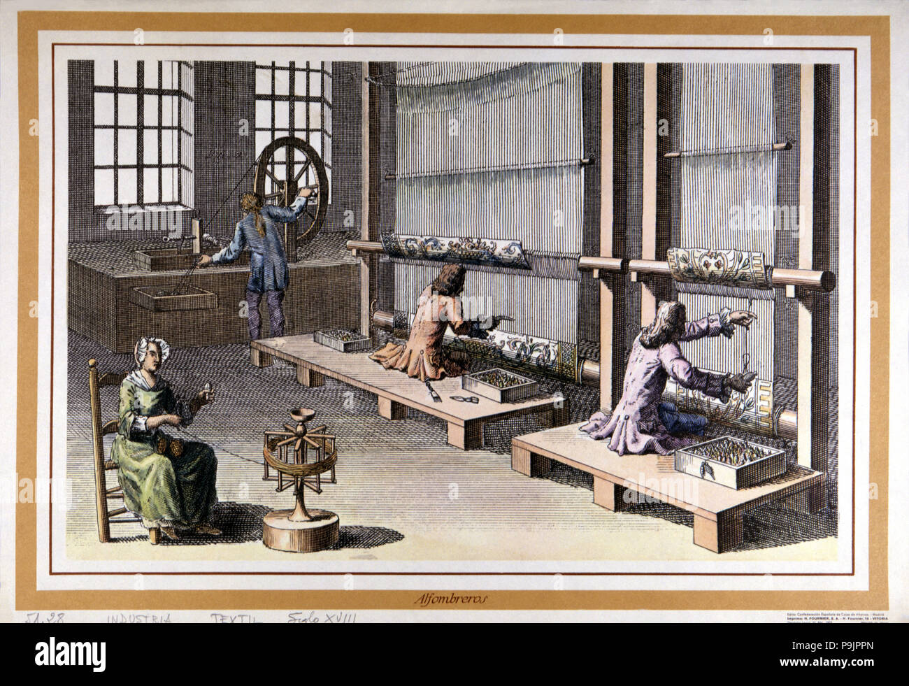 Interior of a carpet shop, engraving Stock Photo - Alamy