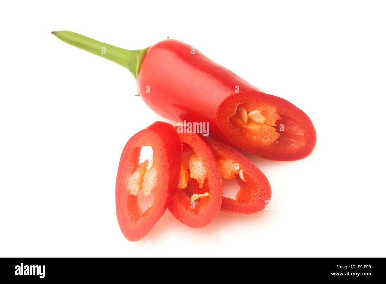 Fresh raw red hot chilli pepper on white background, isolated, h Stock ...