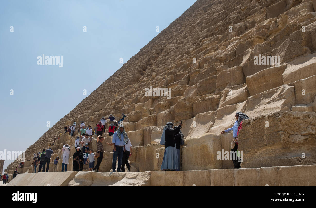 Tourists on the great pyramid of Giza, Egypt Stock Photo - Alamy