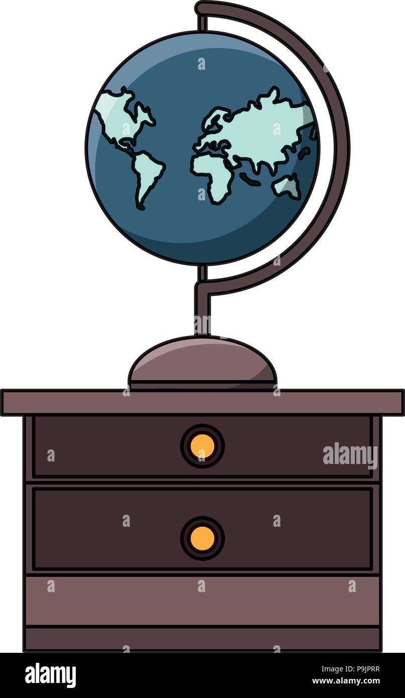 drawer with geography tool icon over white background, vector ...