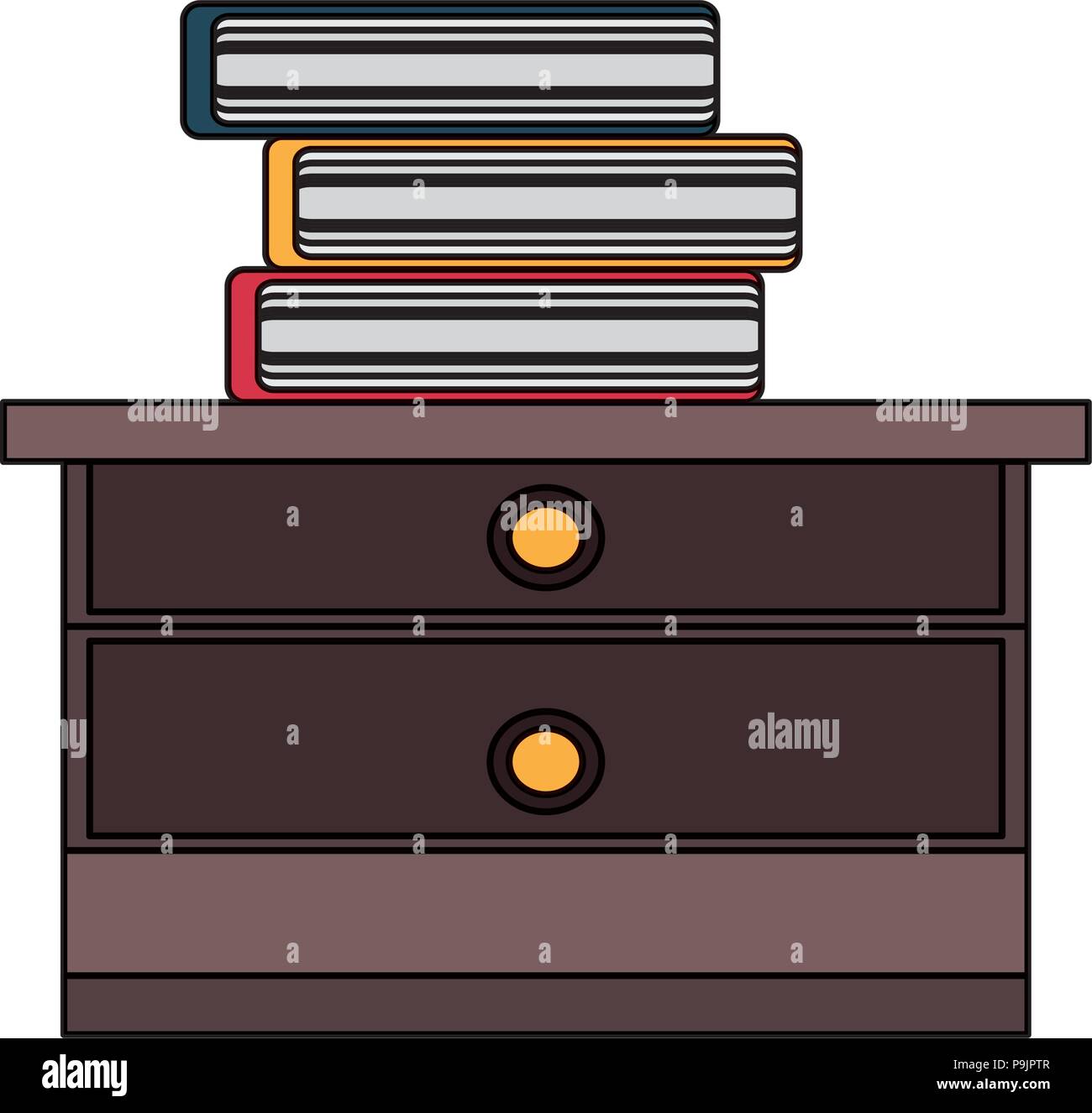 drawer with books over white background, vector illustration Stock ...