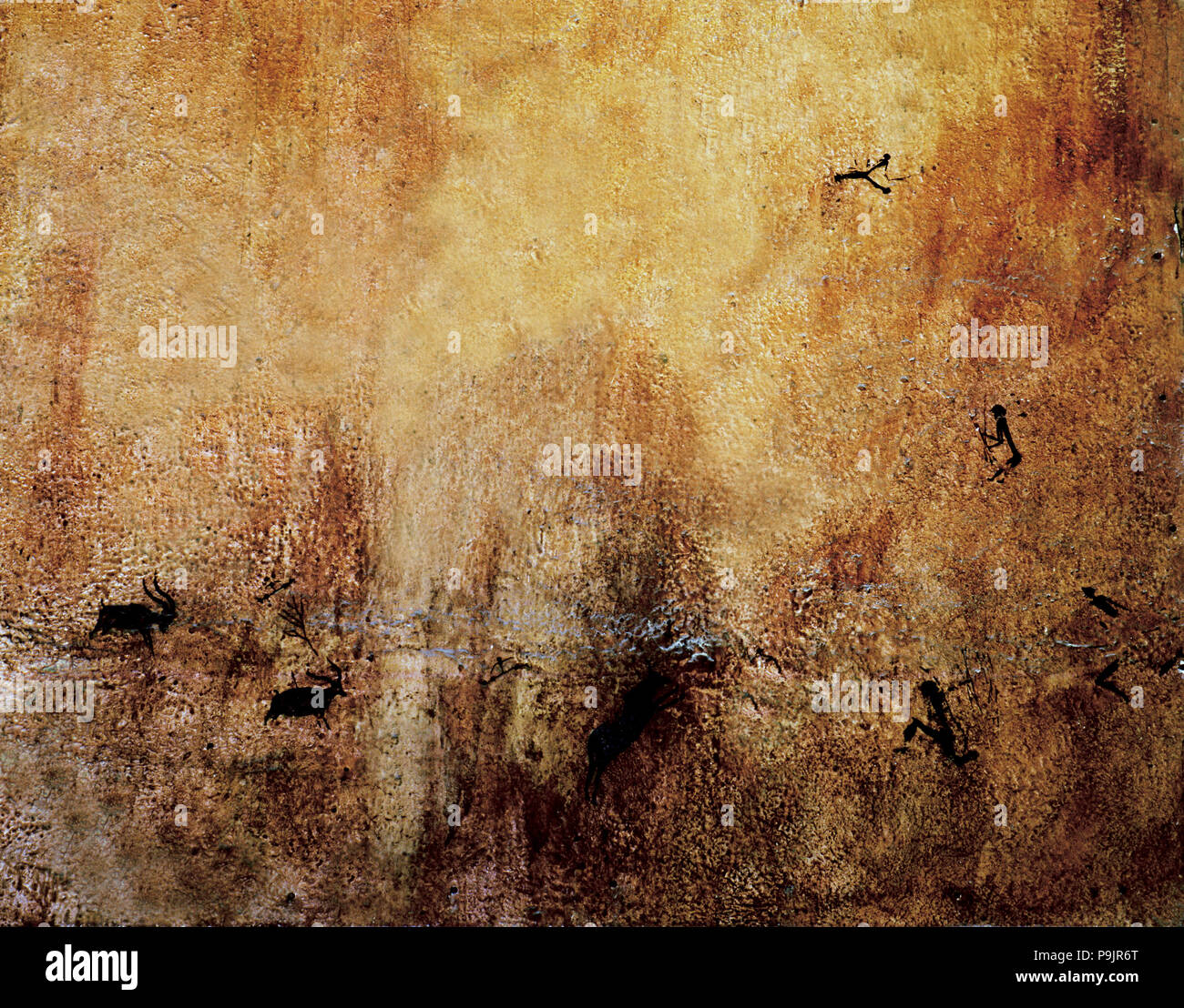 Reproduction of Levantine Paintings depicting a hunting scene. Canyon ...