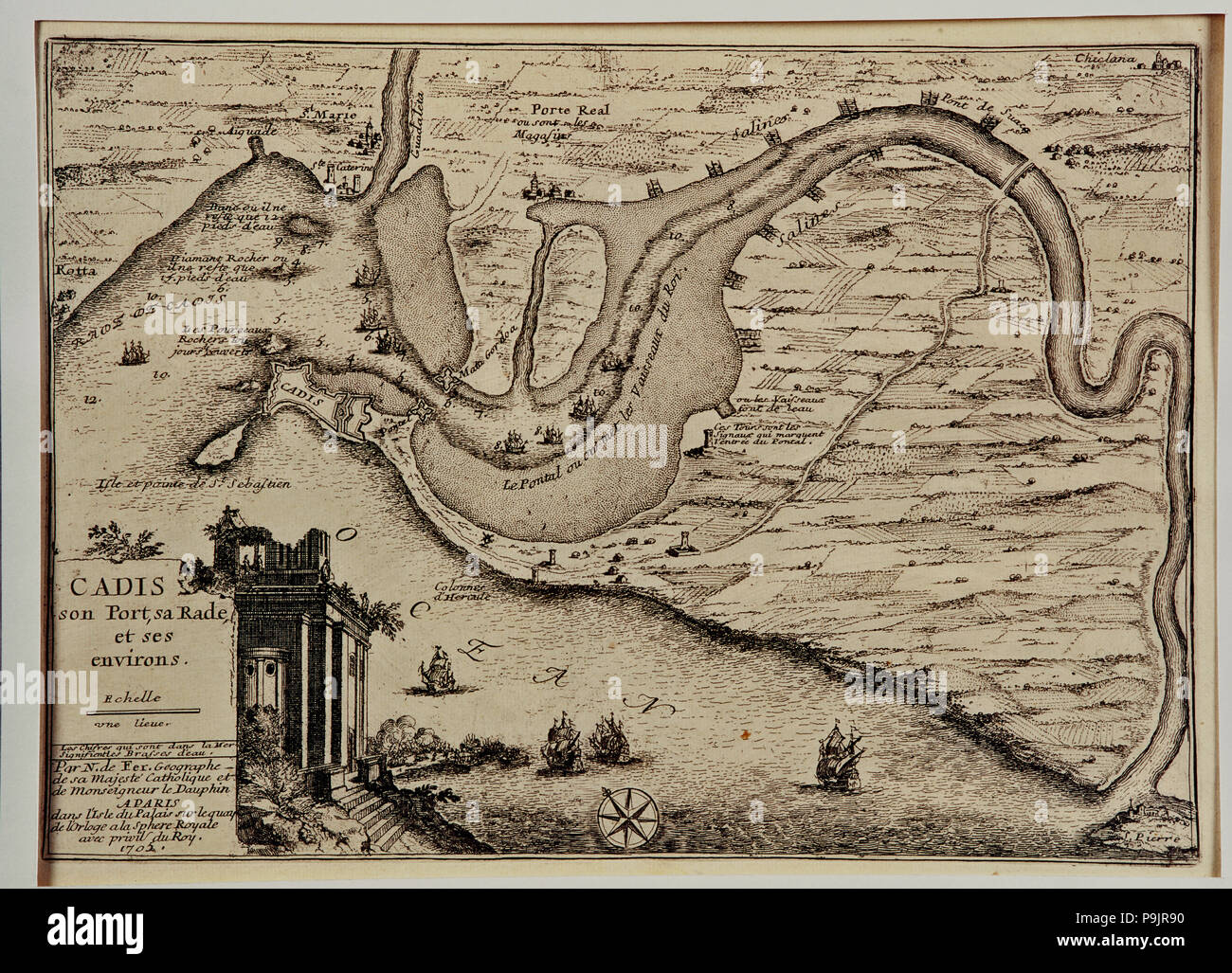 Schematic drawing of the harbor and the roads of the bay of Cadiz, at ...