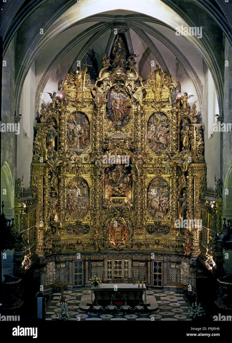 Main altarpiece of the church of Santa Maria, made in painted wood ...