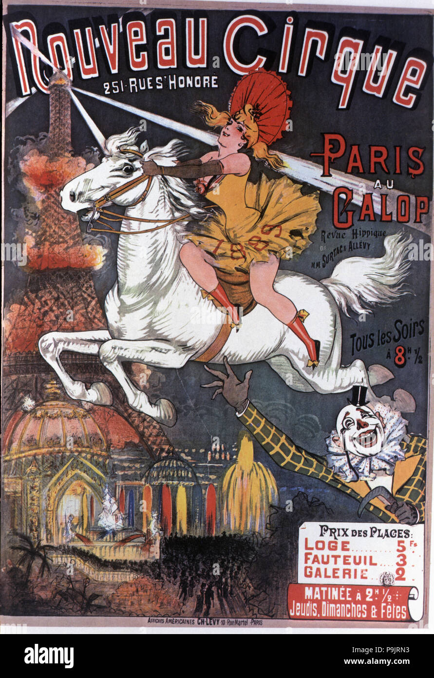 Poster announcing the 'Nouveau Cirque', installed in Paris, drawing ...