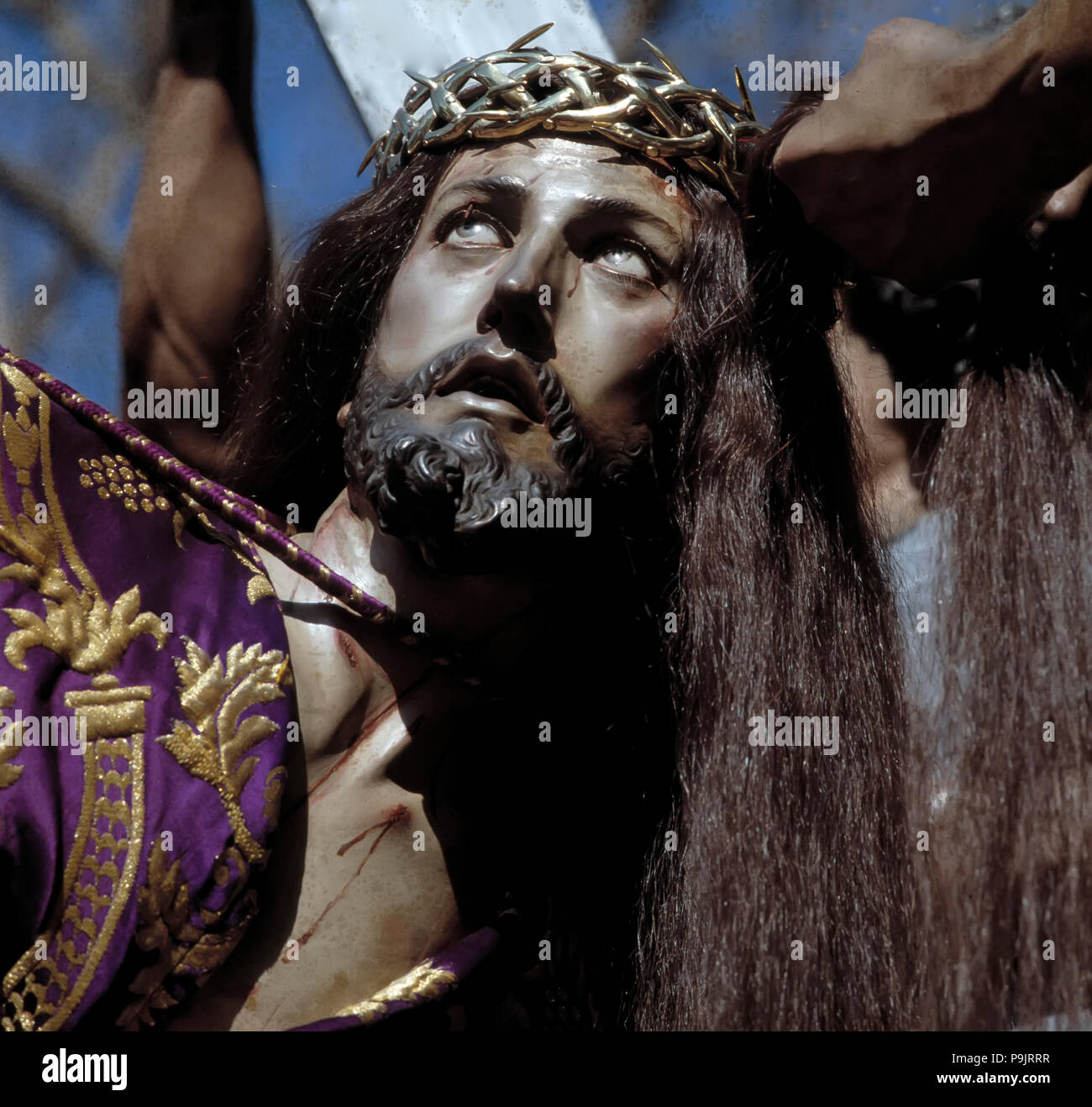 'The Fall', detail of a processional float of the Holy Week in Murcia ...