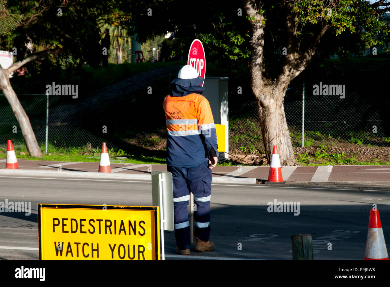 Road Construction Traffic Controller Stock Photo - Alamy