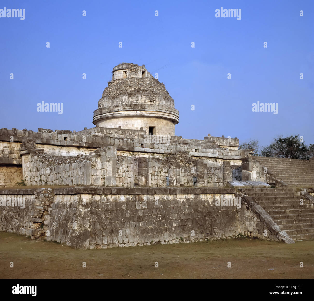 Chichen Itza, ruins in the main and ancient Mayan city, the Observatory ...
