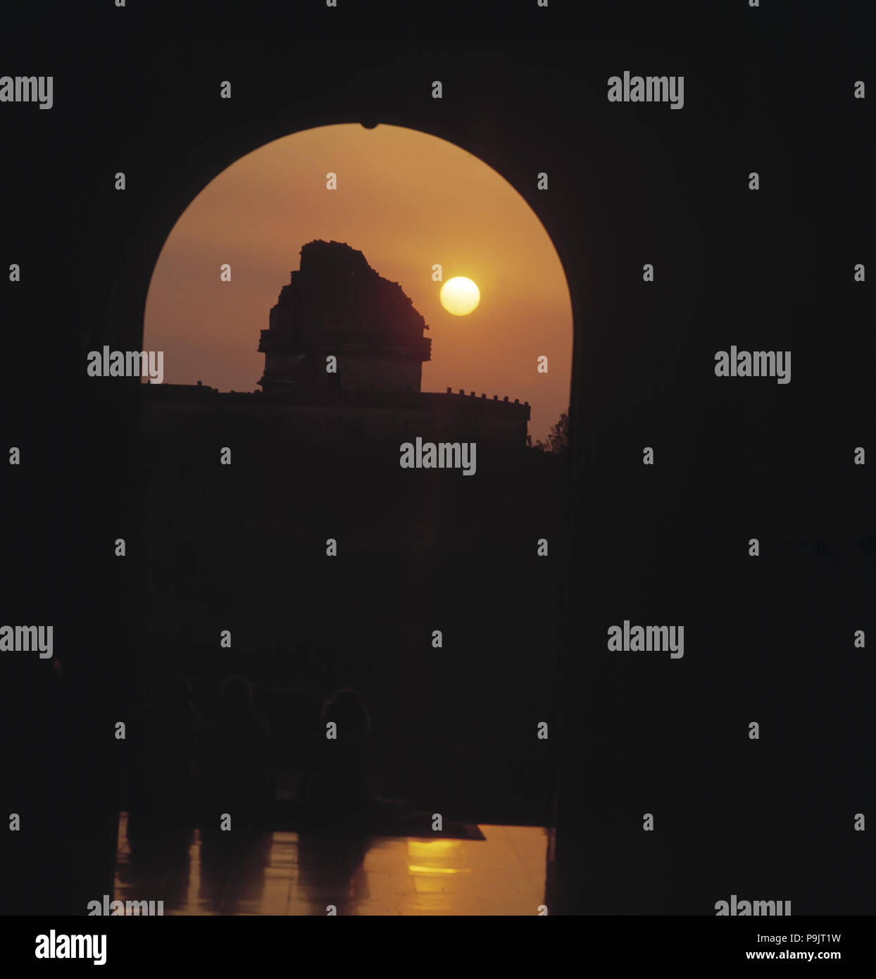 Chichen Itza, the Observatory with sunset Stock Photo - Alamy