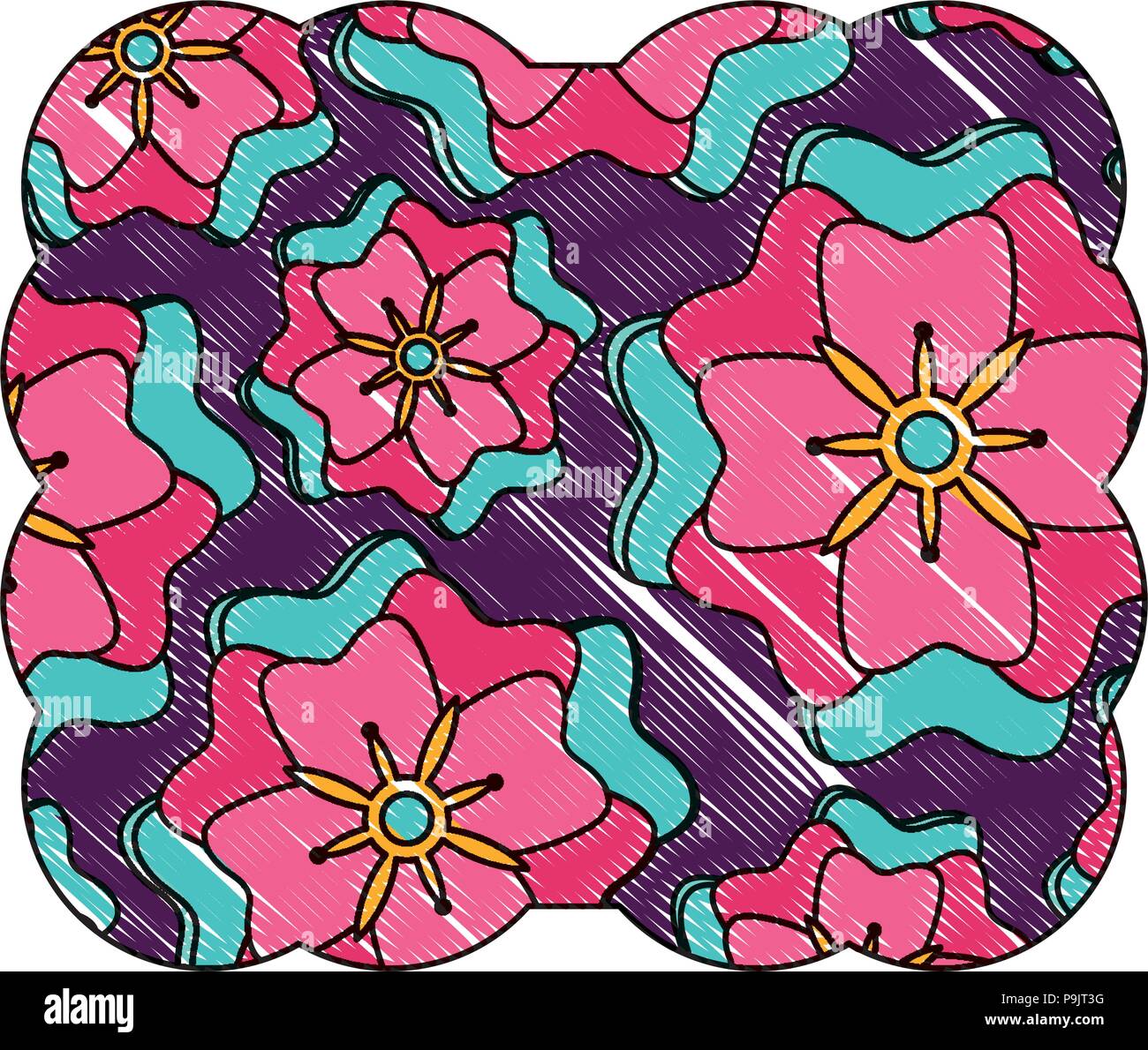 decorative frame with beautiful flowers pattern, colorful design ...