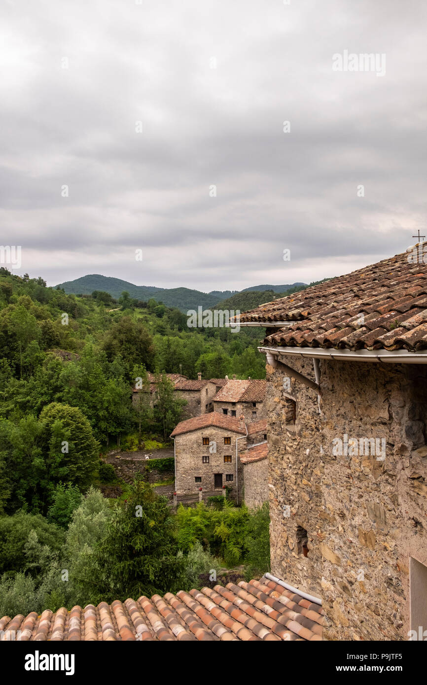 Typical traditional architecture in a golden ochre granite stone in the ...