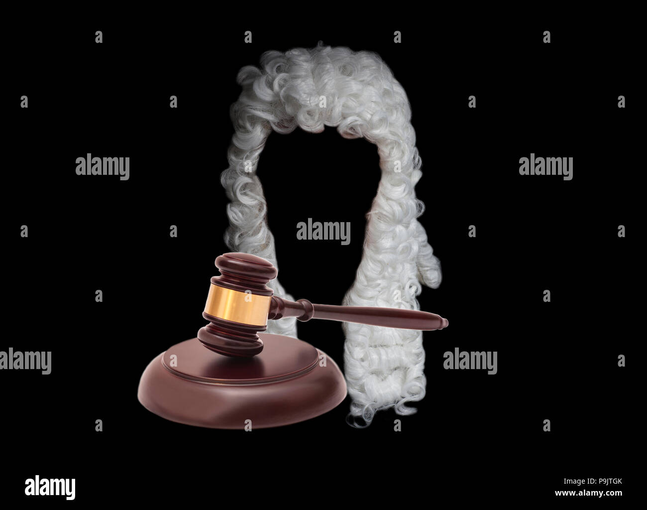 judge wig end judge gavel Stock Photo - Alamy