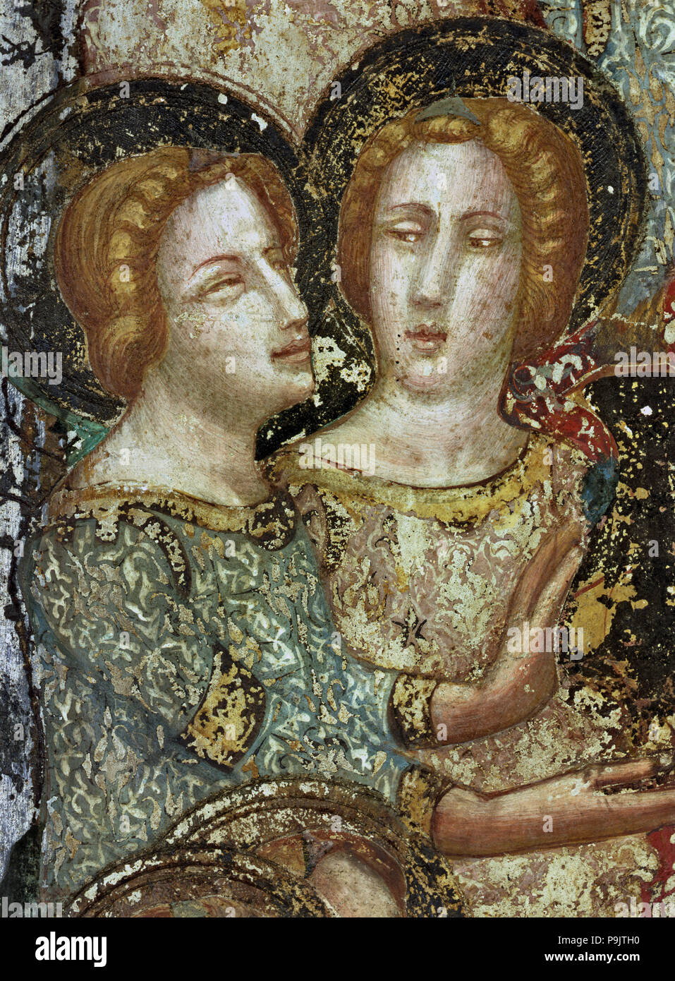 'Offering angels', detail. Mural of 1346 in the Chapel of Saint Michael ...