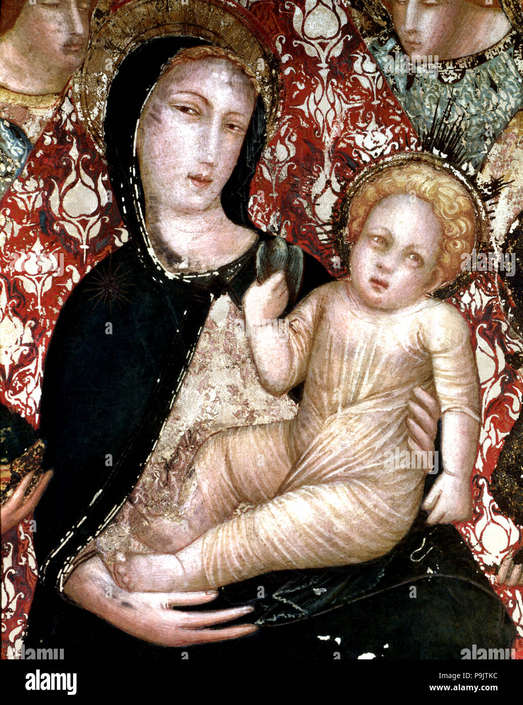 Detail 'The Virgin with Angels', wall Painting of 1346, work by Ferrer ...