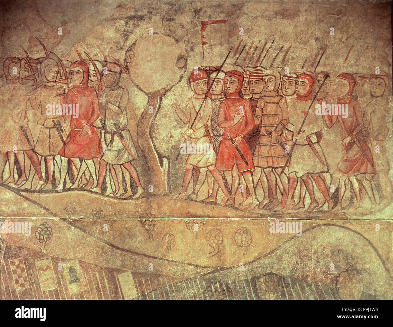 Military retinue against Almogavars, mural Painting in the old Royal ...