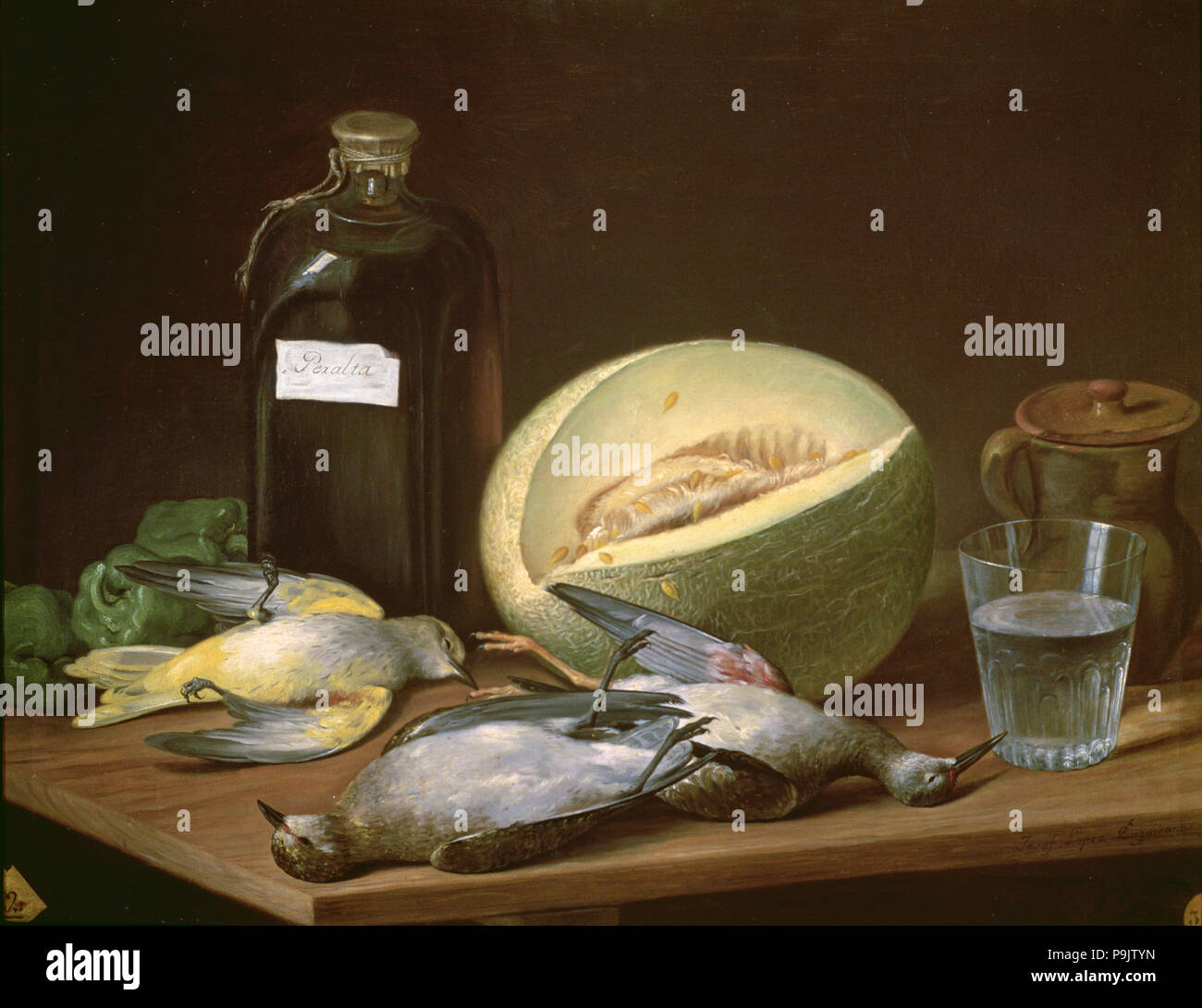 'Still Life with Melon and Birds', oil on canvas by José Lopez ...