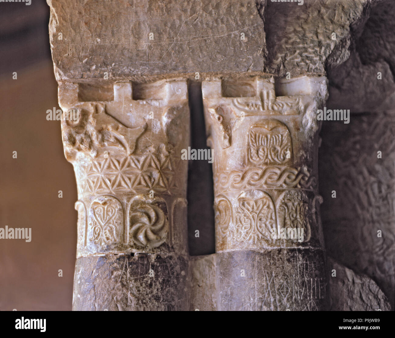 Visigothic capitals in alabaster, located in the mozarab arch in the ...