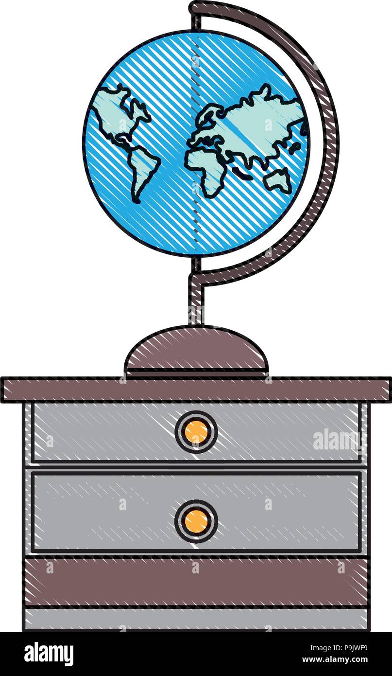 drawer with geography tool icon over white background, vector ...