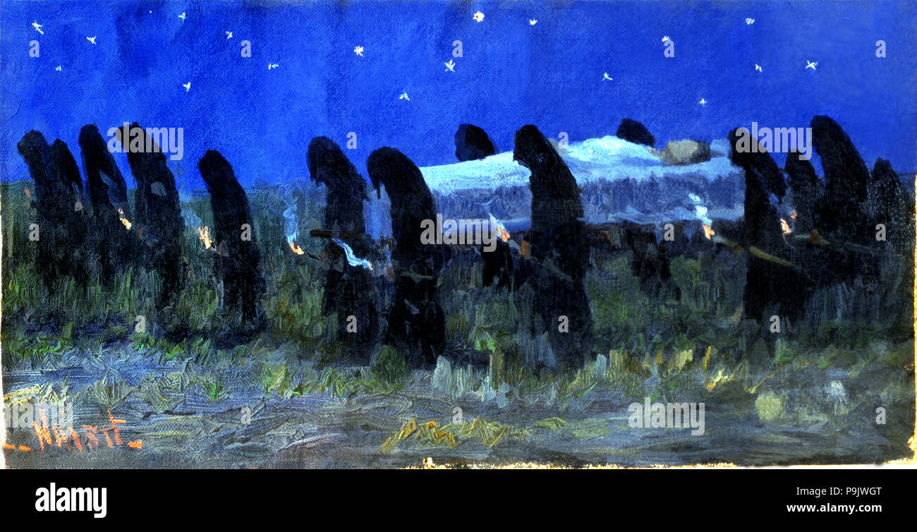 Funerary procession at night', by Modest Urgell Stock Photo - Alamy