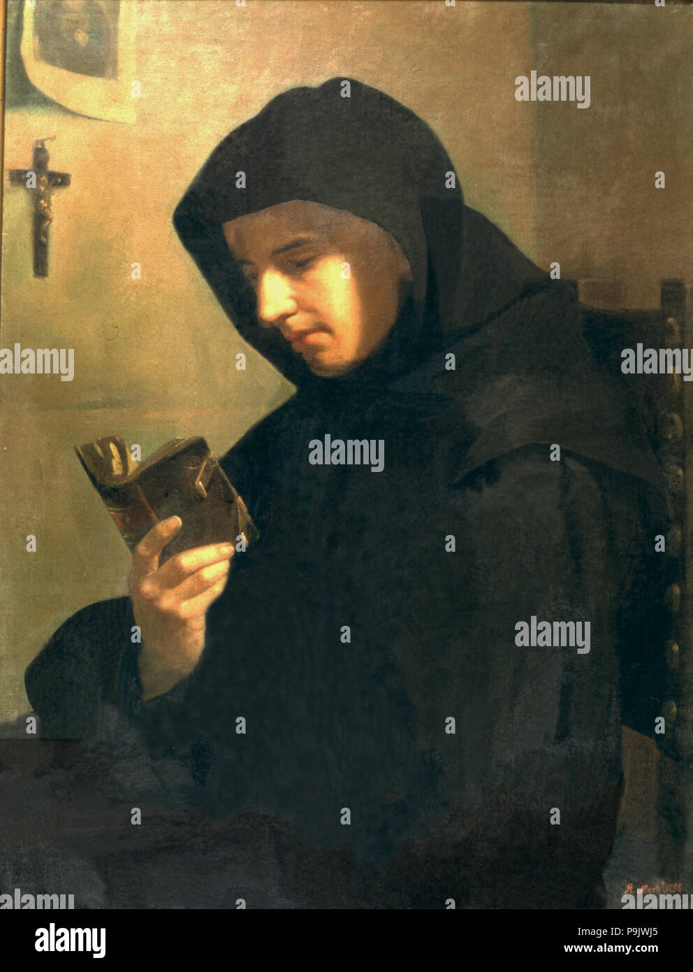 'Friar praying', Ramon Marti Alsina, 1856 Stock Photo - Alamy