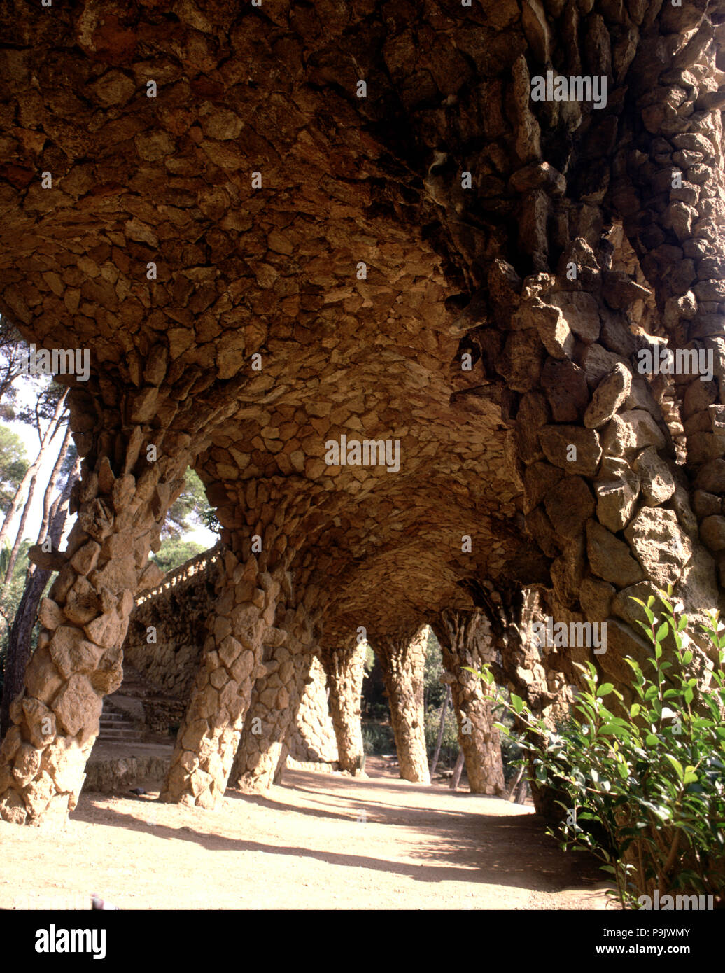 Detail of the columns walk in the Güell Park, designed by architect ...