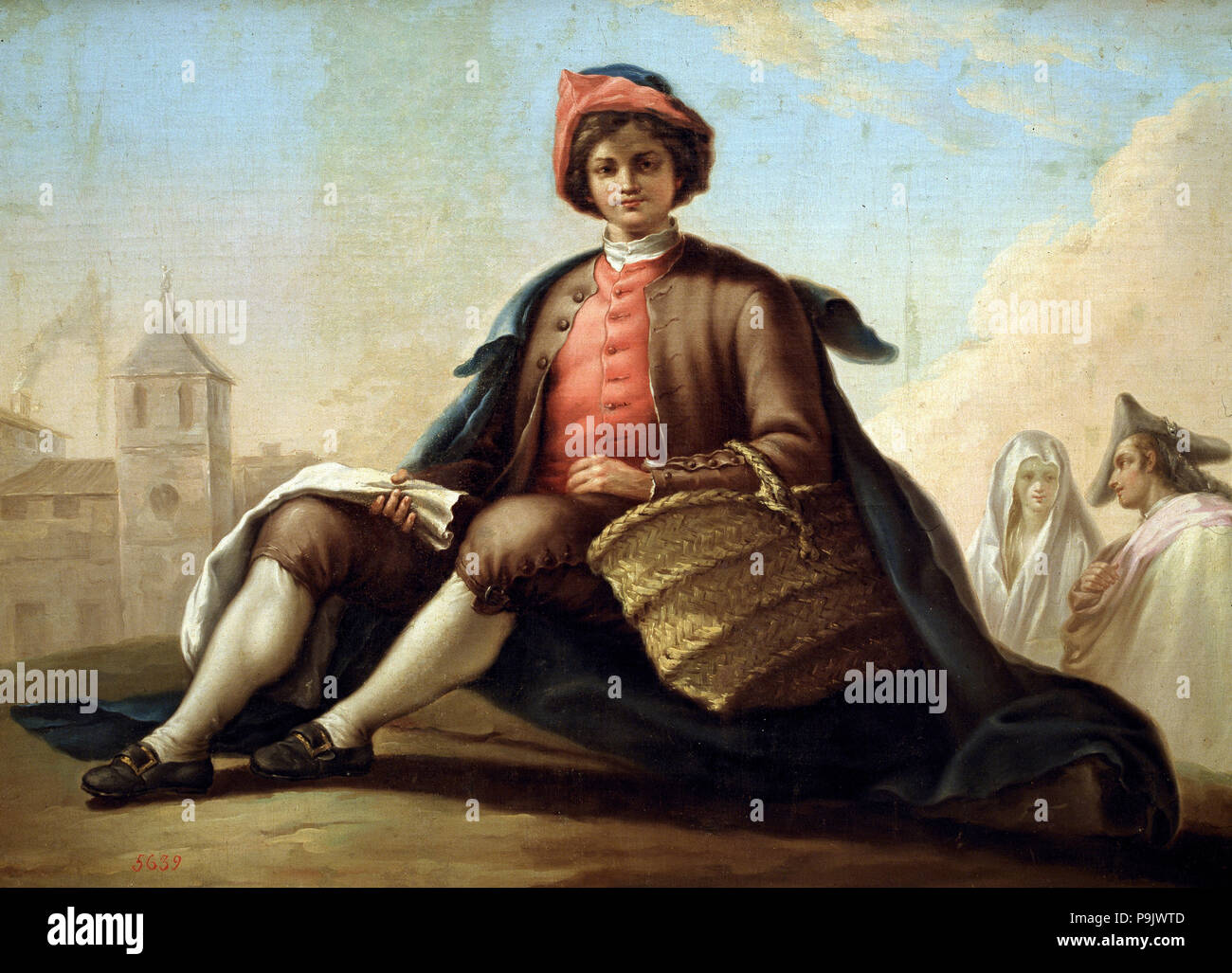 The boy with a basket', oil Stock Photo - Alamy