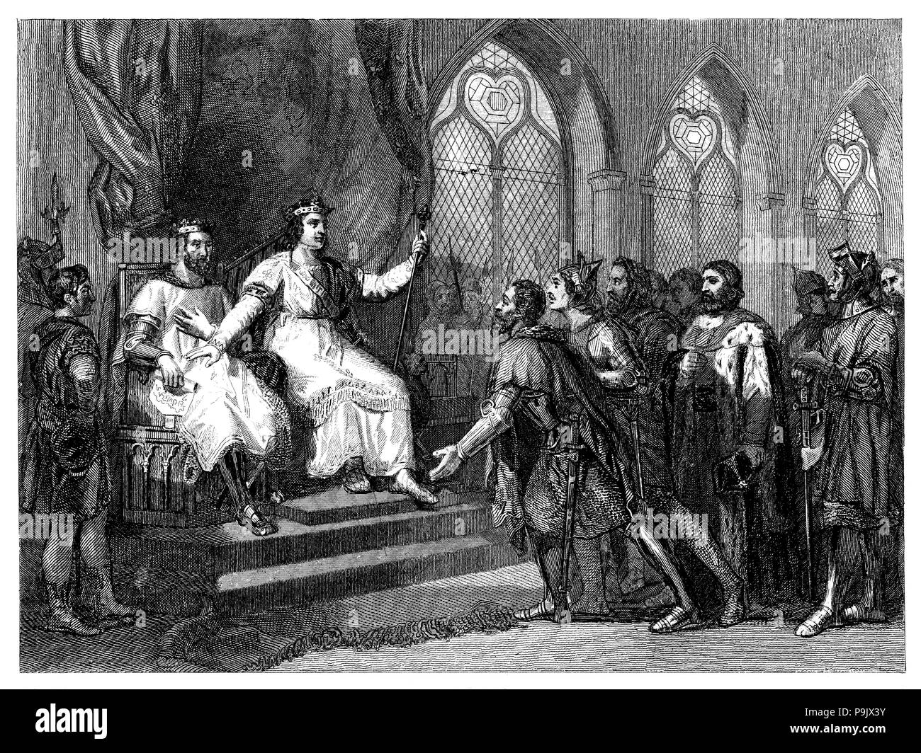 Saint Louis IX (1214-1270), King of France receiving the king of ...