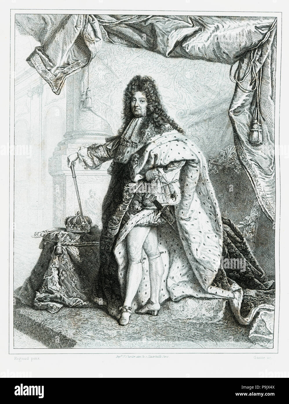 Louis XIV (1638-1715), called the Sun King, engraving from 1853 Stock ...
